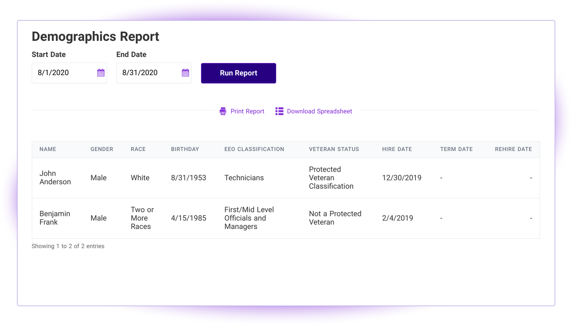 HR Reports in Patriot's HR Software
