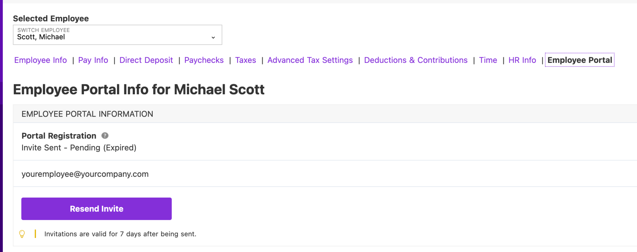 Employee Portal Registration Access in Patriot Software