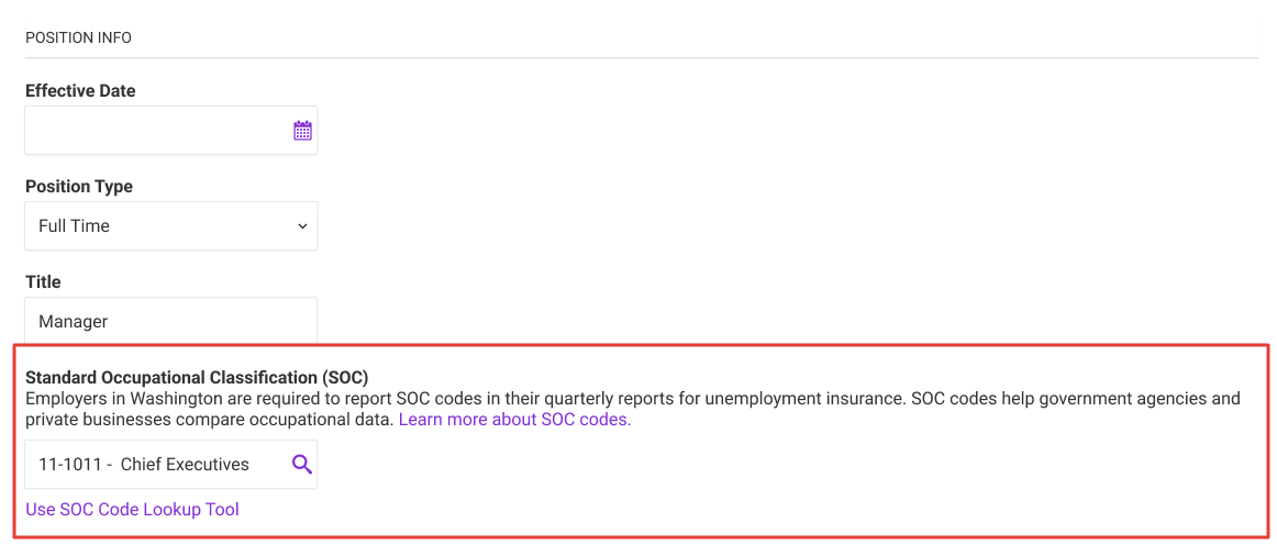 Adding Employee Standard Occupational Classification (SOC) Codes