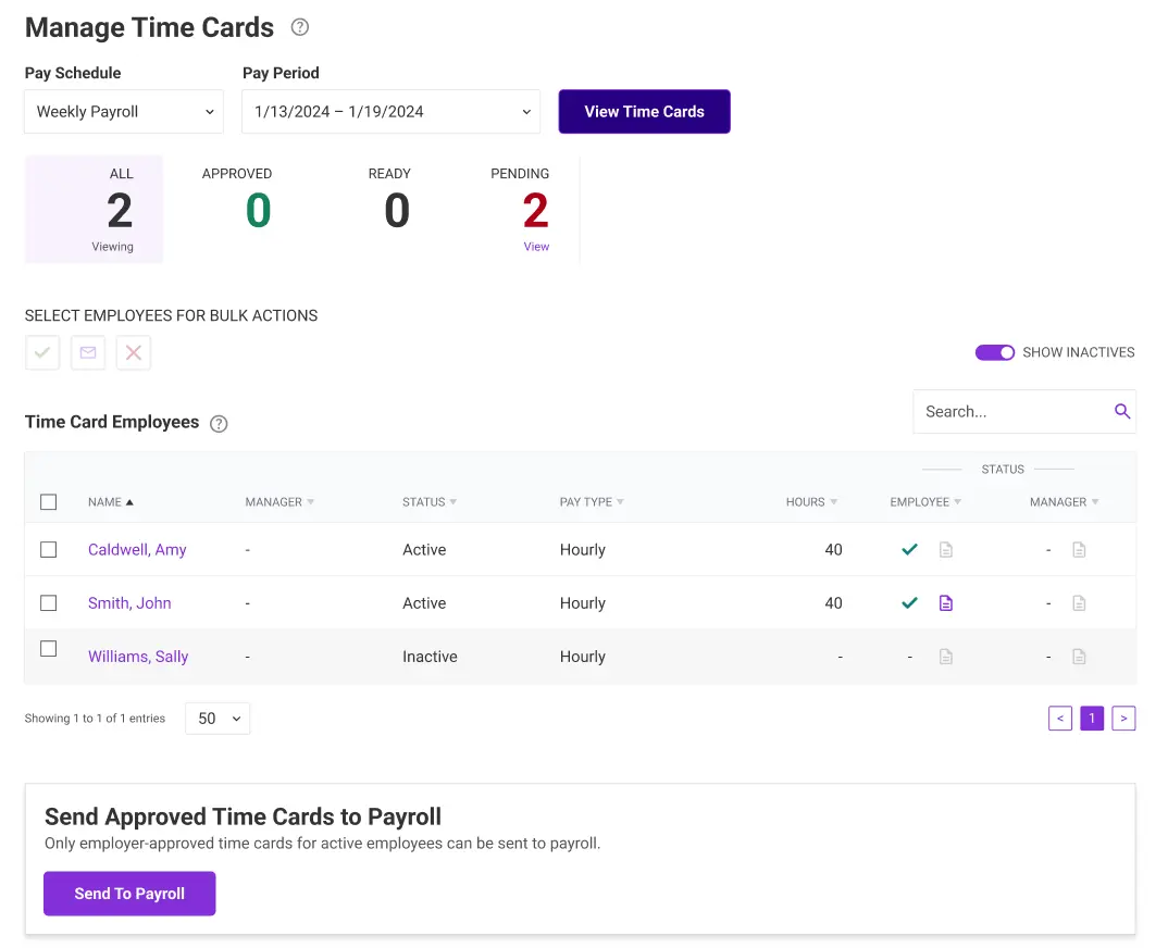 Managing Time Cards in Patriot's Time & Attendance Software