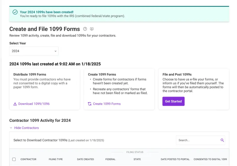 Create, View, File, and Post 1099 Forms in Patriot Software | Steps